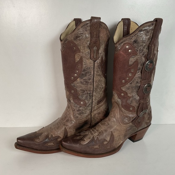 Corral | Shoes | Corral Womens Concho Cowgirl Boots 2 M Distressed ...